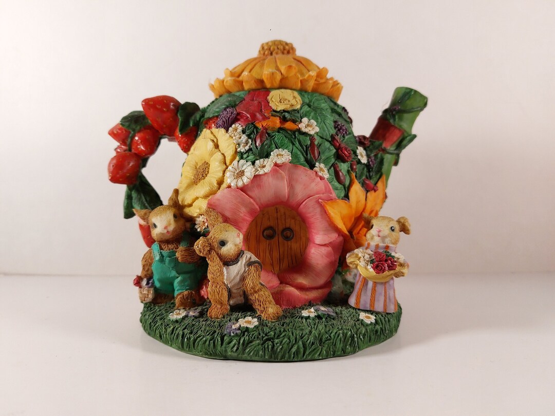 Teapot Bunny Garden / Strawberries/ Flowers Piggy Bank - Coin / Money ...