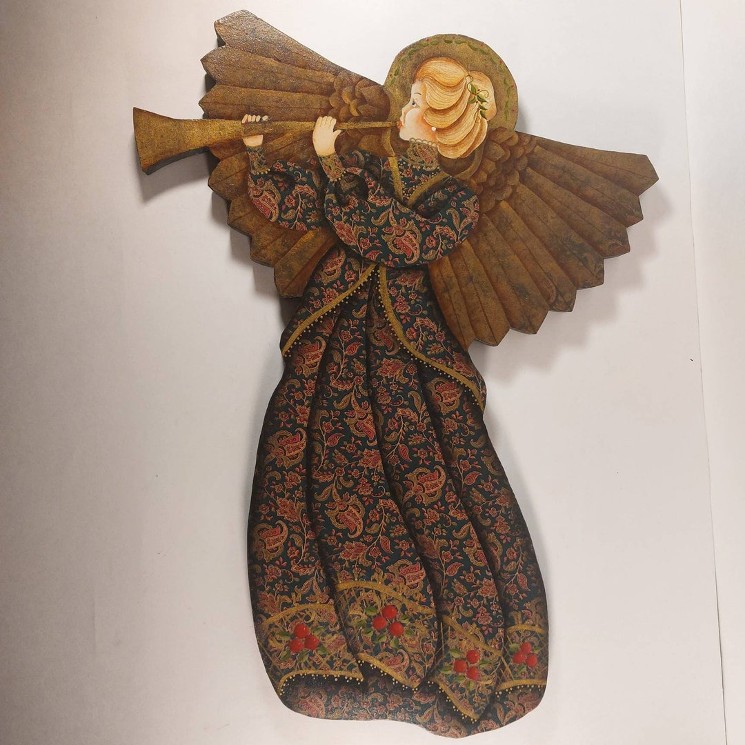 Christmas Wood Angel Hand Painted Signed and Dated 1994 Very Nice ...