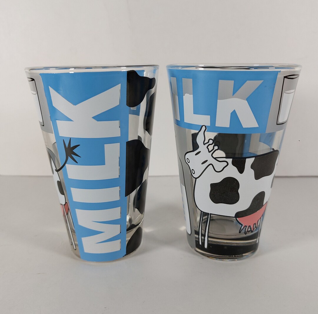 Cerve Glass Tumblers - Cow Print Glasses - Milk Dairy Theme Glassware ...