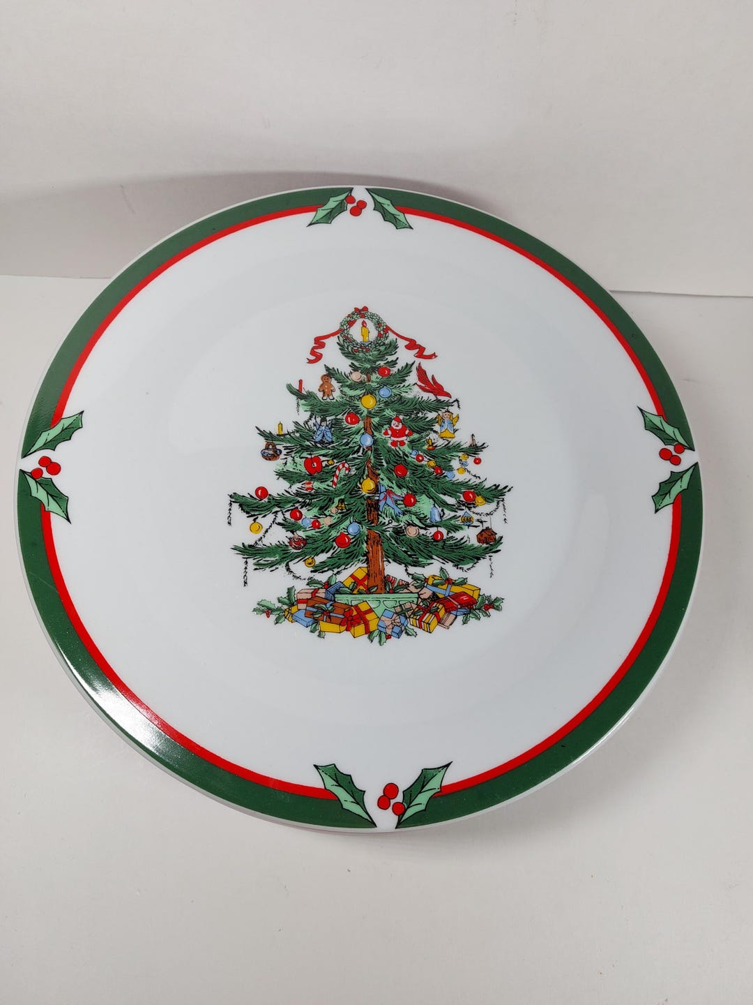 Christmas Dinner Plates Set of 4 Candleglow & Holly Porcelain Holiday ...