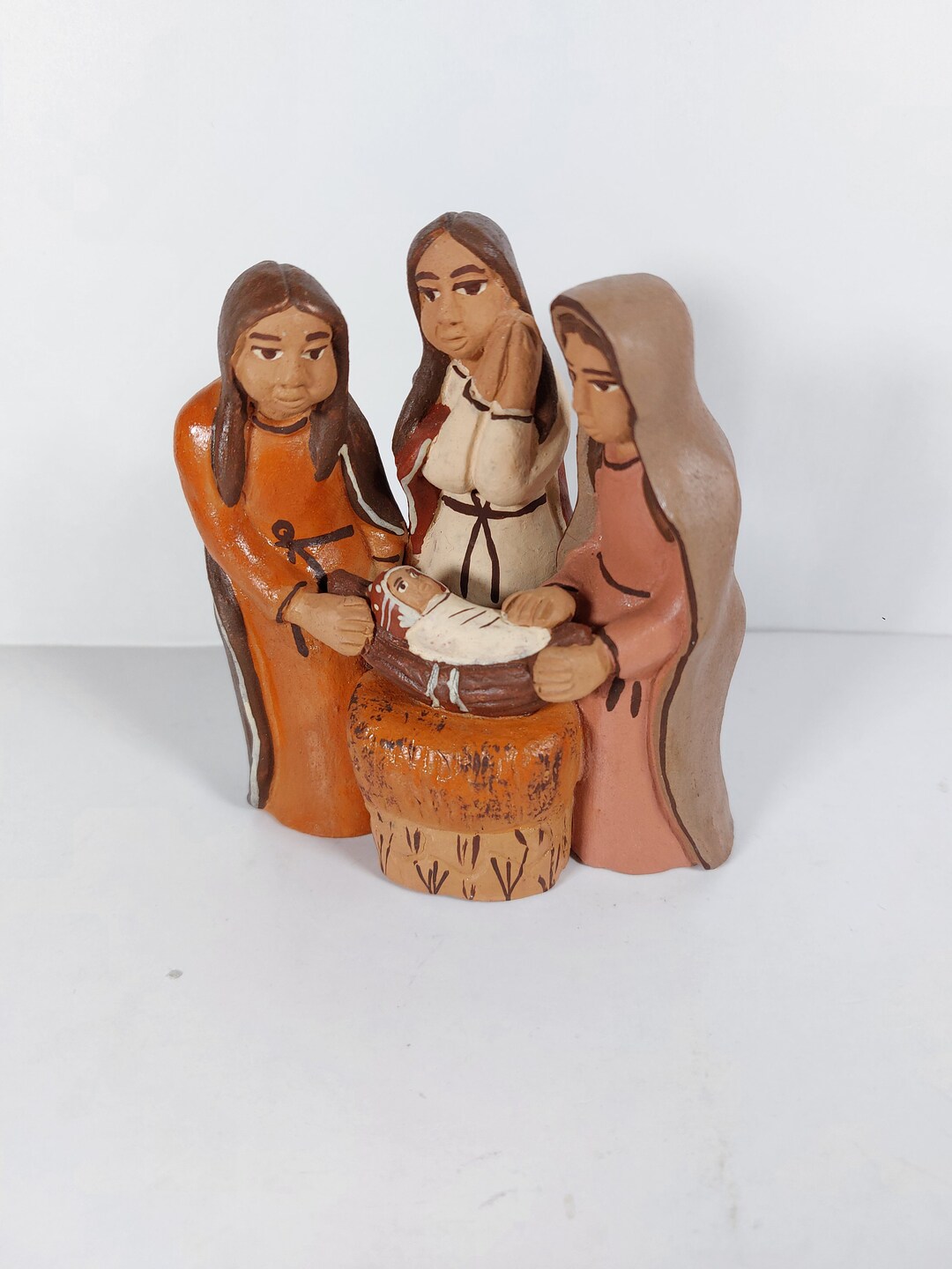 Peruvian Clay Folk Art Pottery Terracotta Sculpture of Women & Baby ...