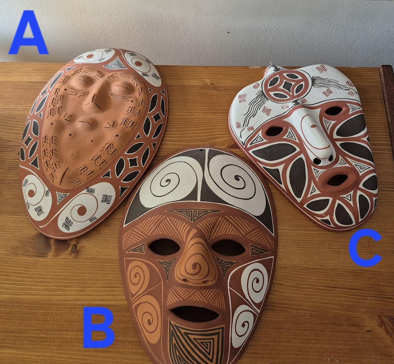 Vintage Venezuela Masks Clay Pottery - Hand Crafted- Gift Idea or ...
