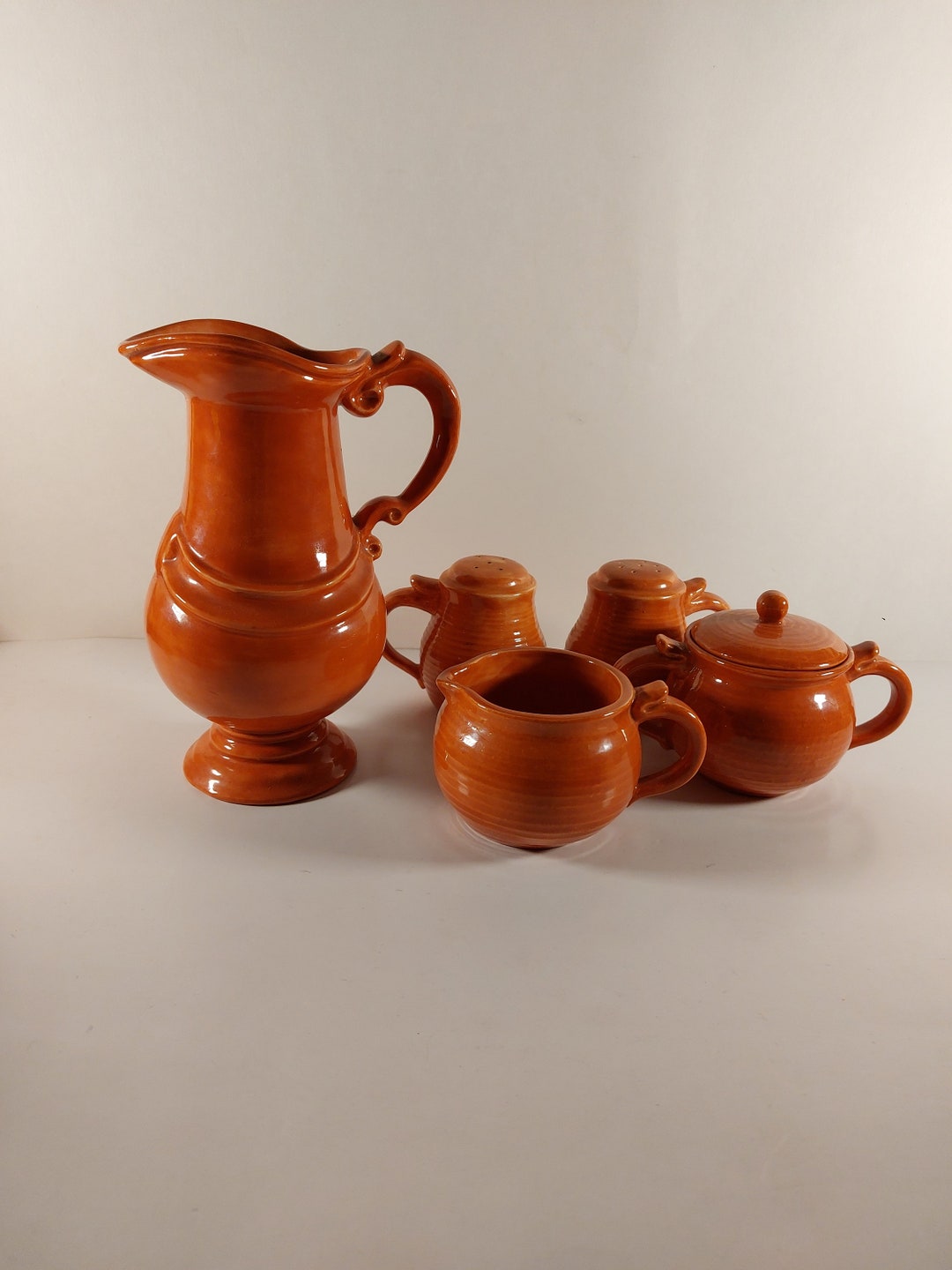 Handmade Pottery Set - Decanter, Sugar Bowl, Creamer, and Salt & Pepper ...
