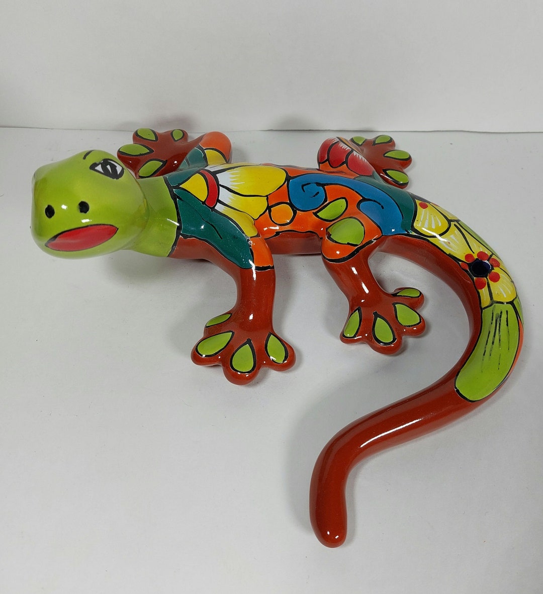 Colorful Talavera Gecko / Lizard -mexico Pottery - Hand Painted Folk ...