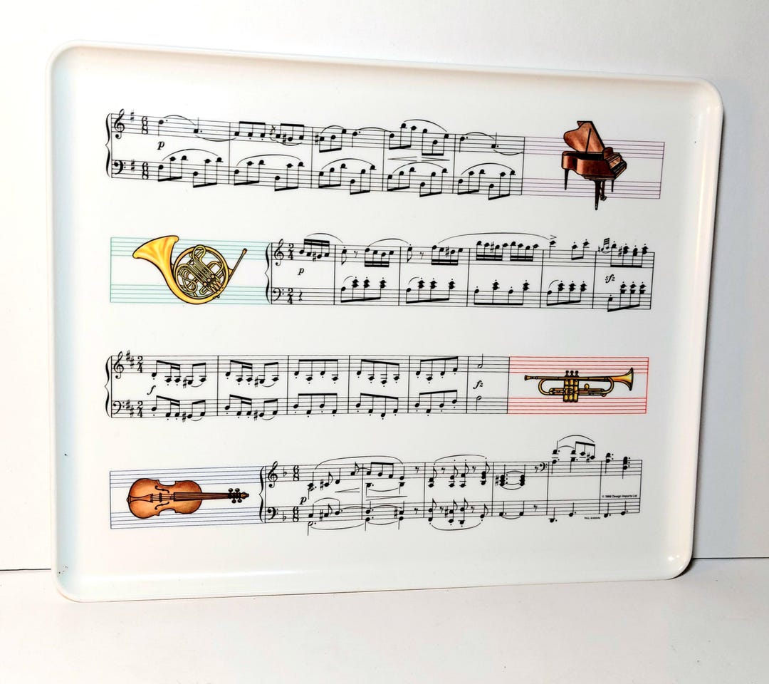 Vintage Music Themed Tray - Melamine - Piano, Violin, Musical ...