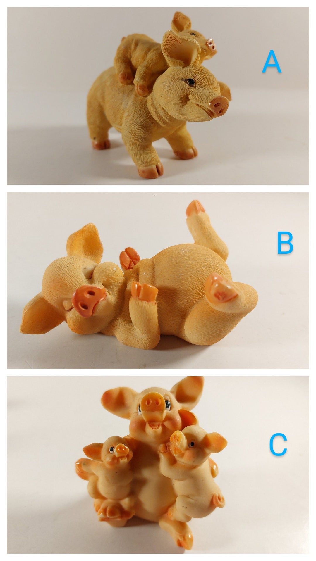 Vintage Pig Figurines - Resin Sculptures - Mamma & Baby Piggies ...