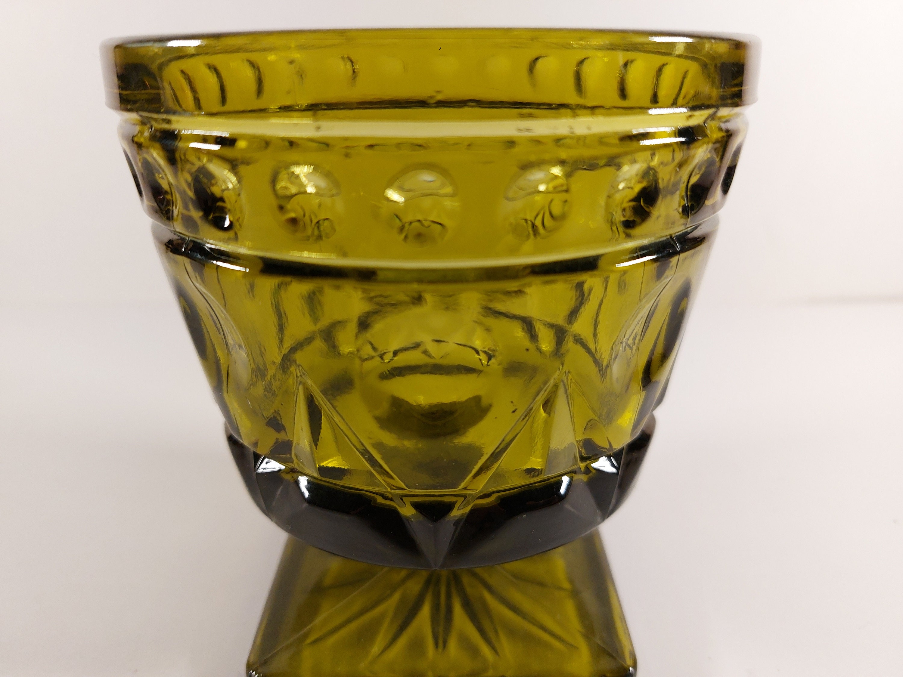 Vintage Olive Green Depression Glass Ice Cream Footed Bowl Set of 2 - Etsy