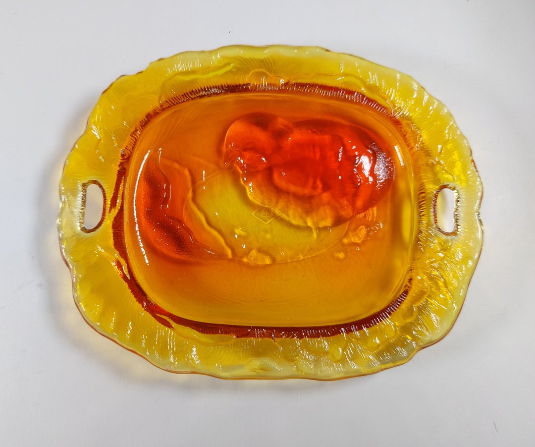 Vintage Boyd Glass Tray / Trinket Dish - Chick / Duck / Bird - Fall ...