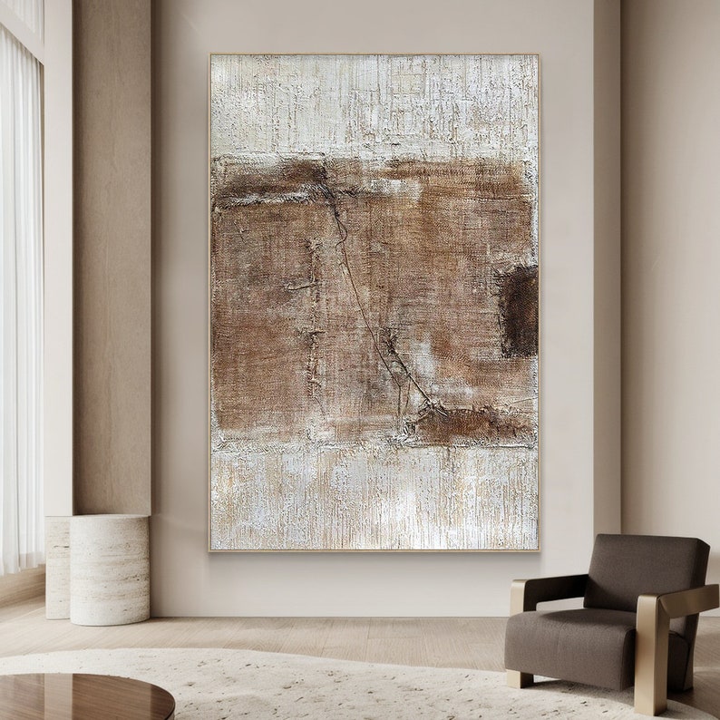 Textured Brown Abstract Oil Painting, Wabi-sabi Neutral Wall Art - Etsy