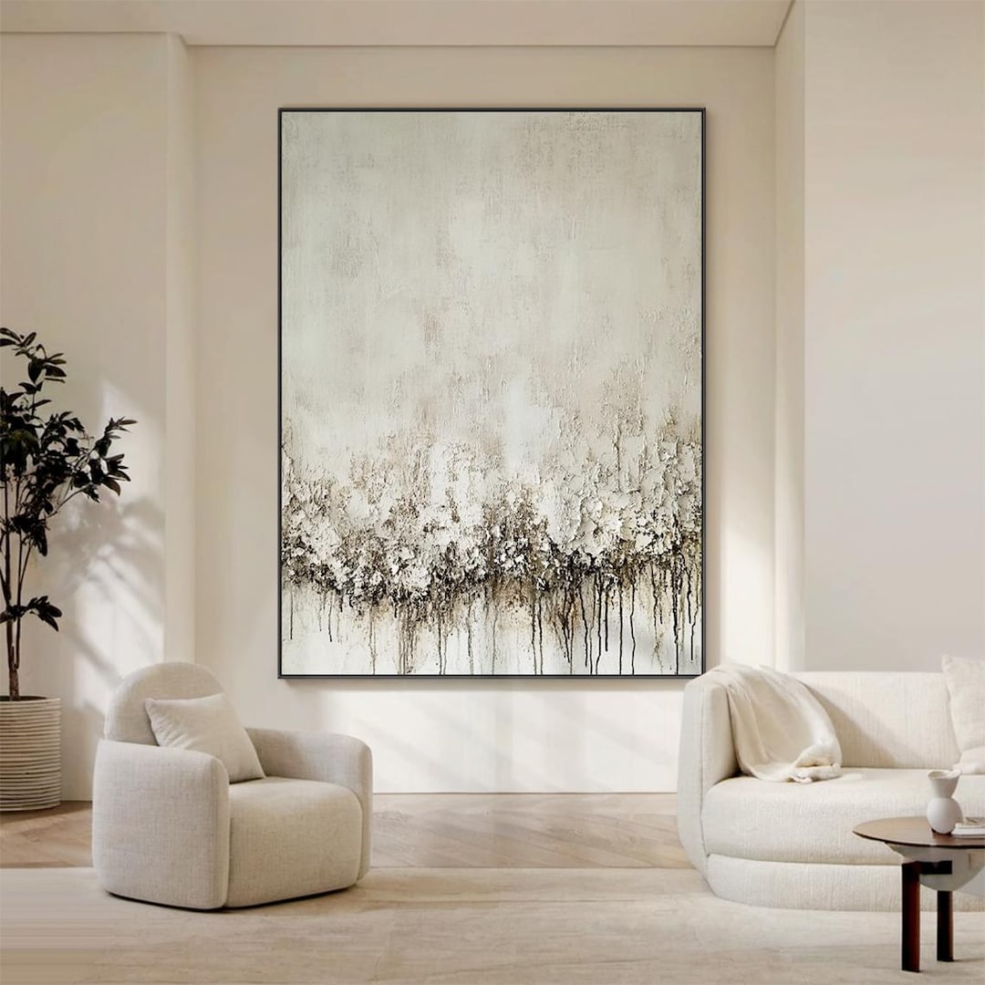 Large Beige Textured Abstract Painting, Modern Minimalist Canvas Art - Etsy