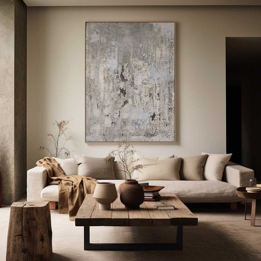 Gray Textured Wall Art,large Gray Abstract Painting,3d Gray Textured ...