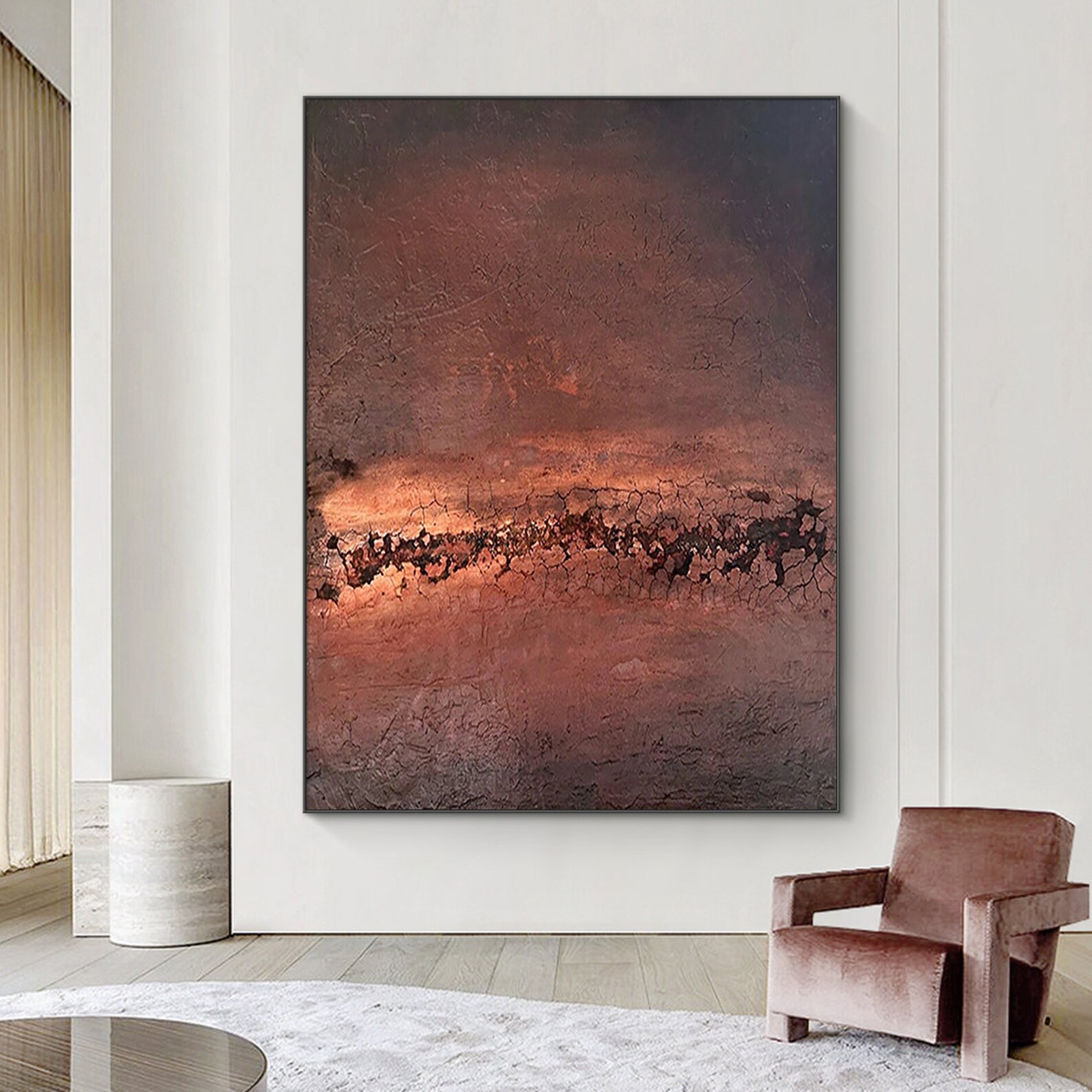 Red Black Abstract Wall Art, Reddish Brown Textured Wall Art,wabi-sabi ...
