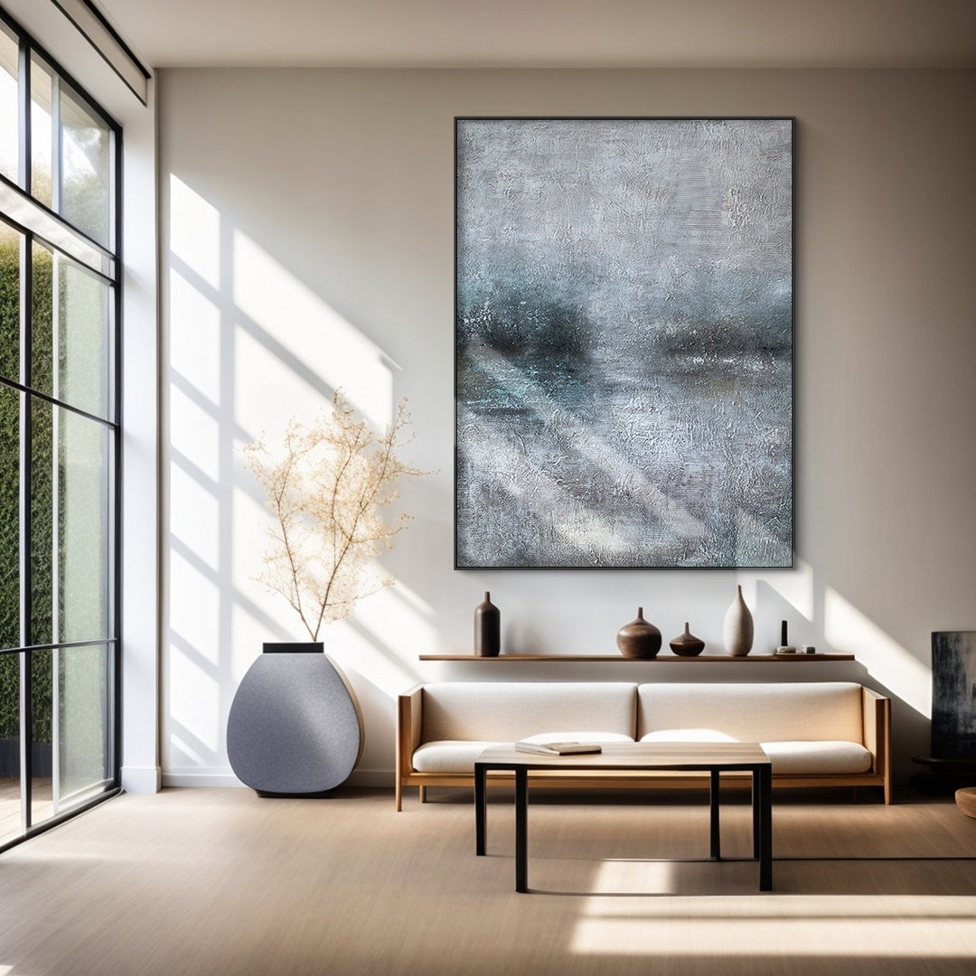 Blue Texture Art,blue Abstract Painting,blue Canvas Painting,blue Gray ...