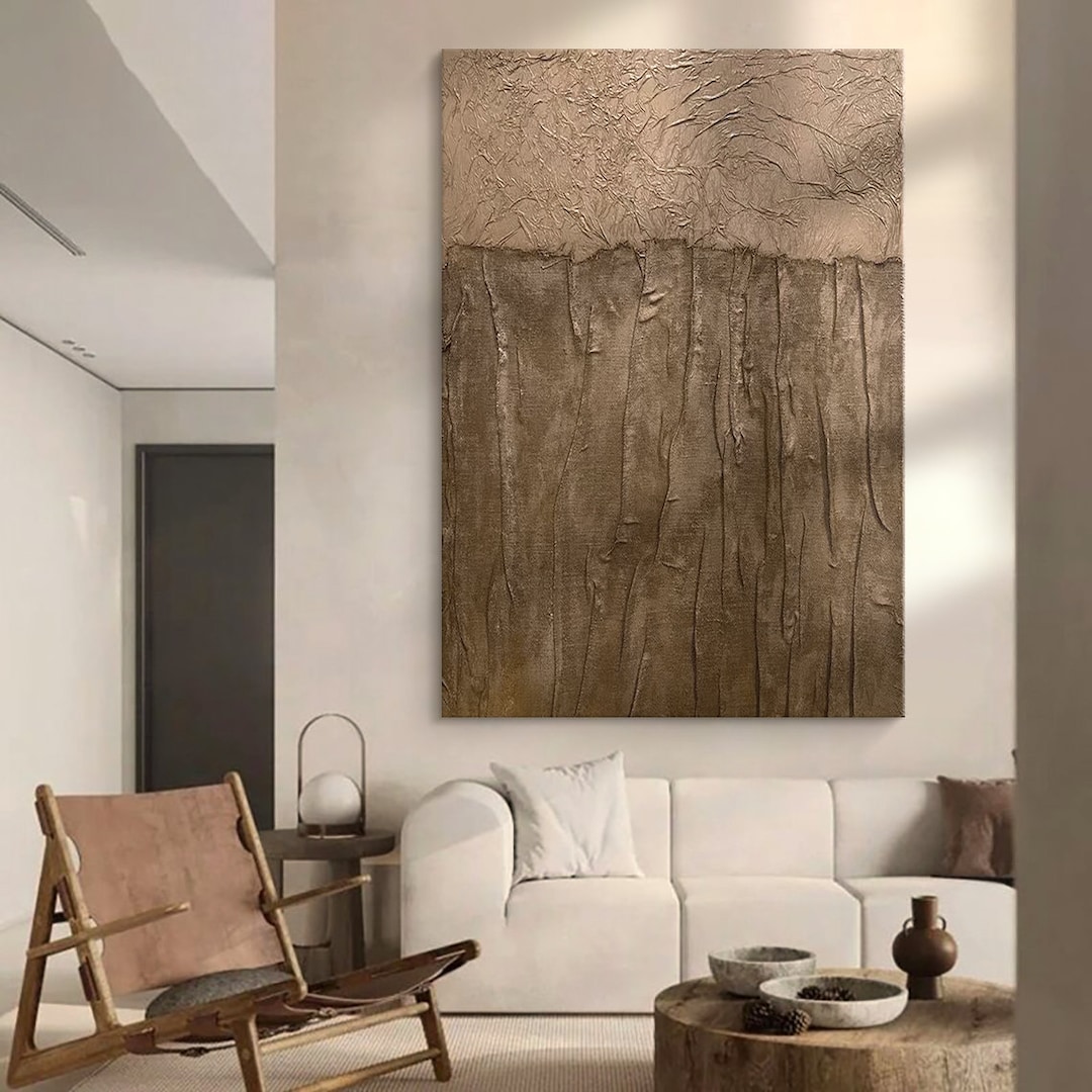 Brown Minimalist Painting Brown Wall Art 3d Texture Painting Brown Wabi ...