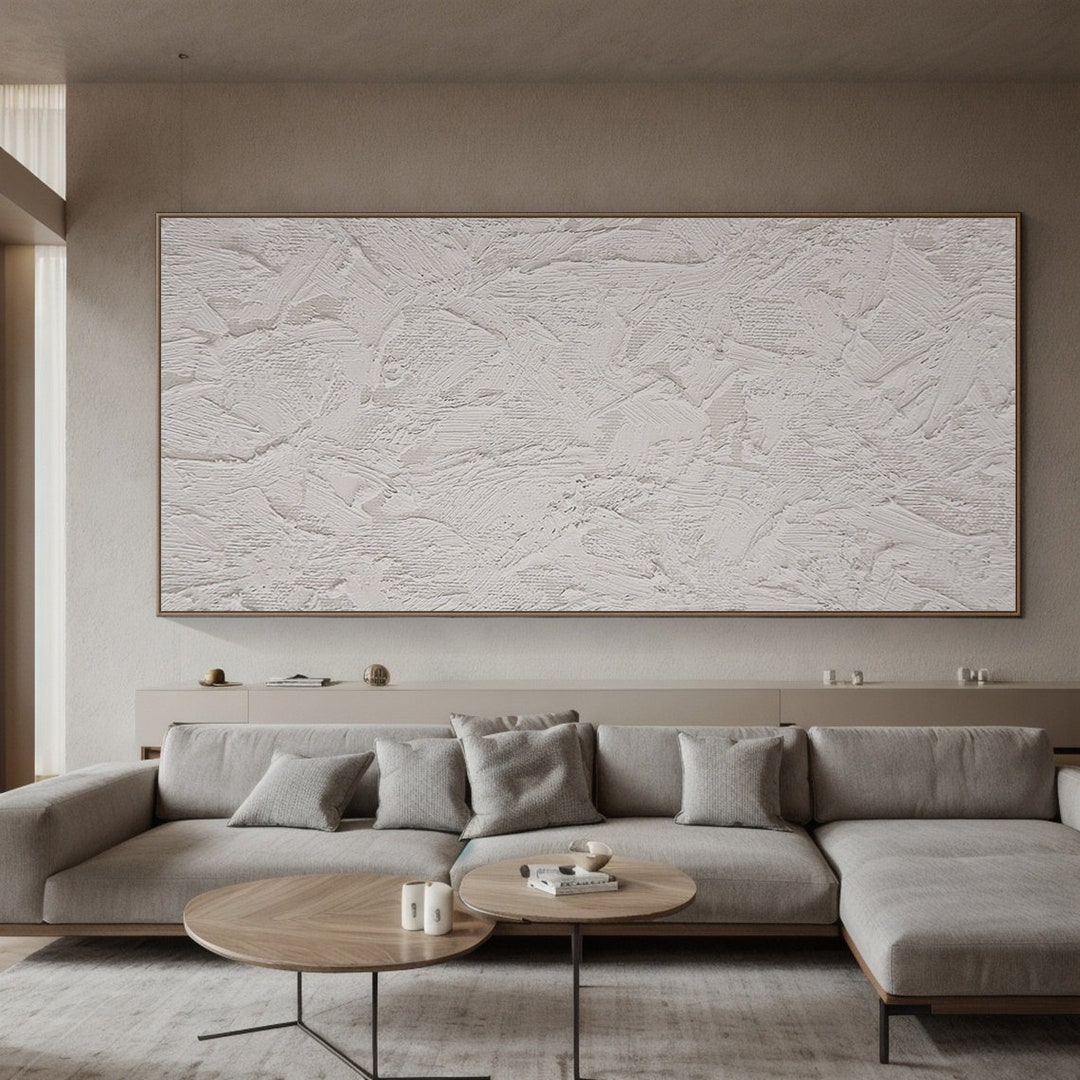Large White 3D Texture Painting,white Minimal Canvas Painting,white ...