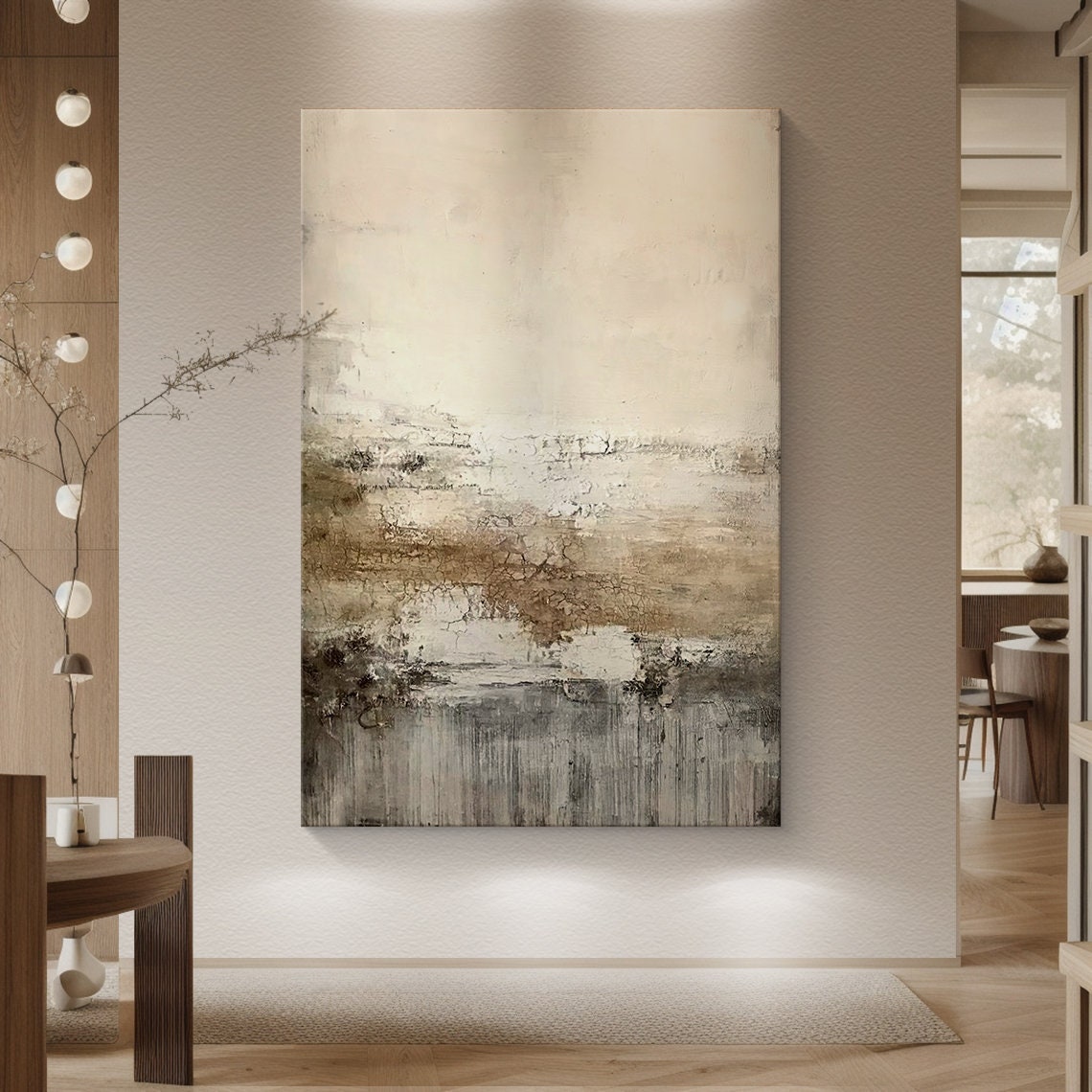 Beige Abstract Wall Art,beige Brown Abstract Painting,large Beige ...