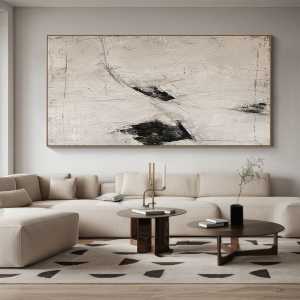 Beige and Black Abstract Painting - Etsy