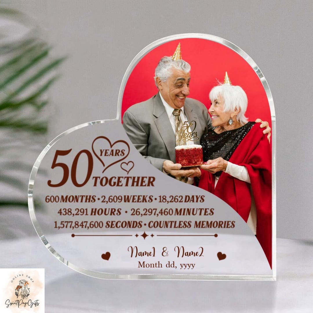 Custom 50 Years Together Heart Acrylic, 50th Wedding Anniversary Gift ...