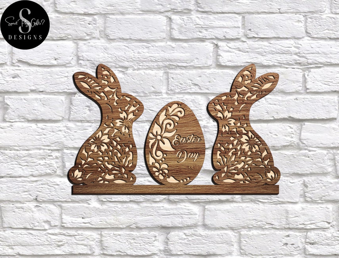 Easter Bunny Laser Cut, Bunny Svg, Rabbit Svg, Flower Svg, Glowforge ...