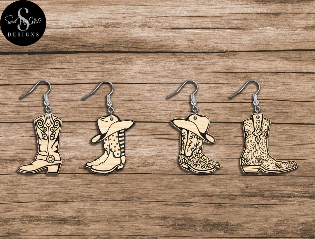 Cowboy Boot Earrings SVG | Cowgirl Boot Earring SVG | Cowgirl Boots SVG ...