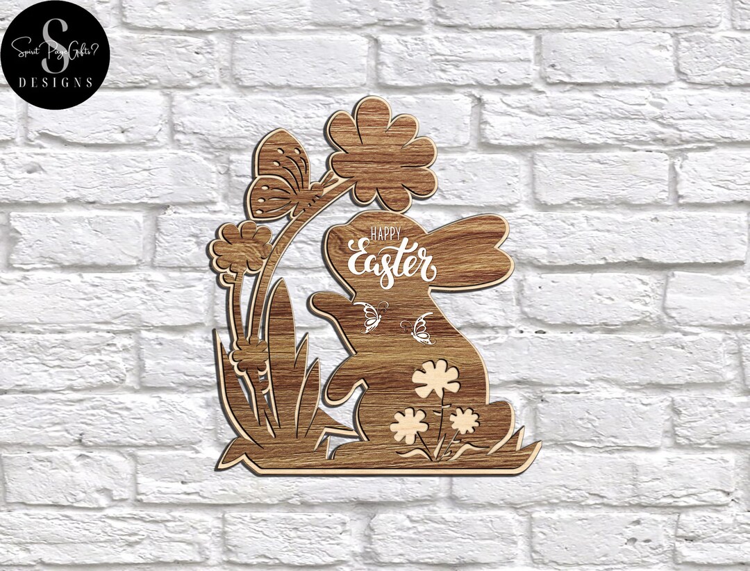 Easter Bunny Laser Cut, Bunny Svg, Rabbit Svg, Flower Svg, Butterfly ...