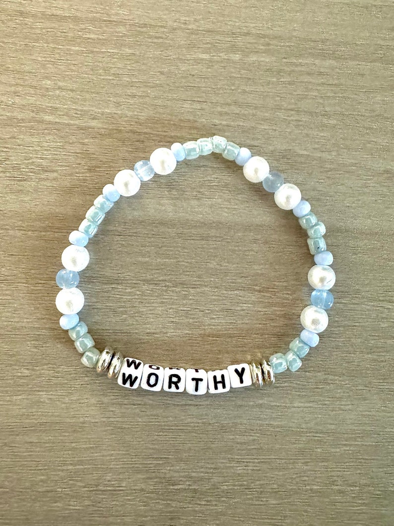 Worthy | Word Bracelet | Letter Bracelet | Mental Health | Awareness ...