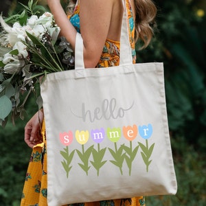 Summer Tote Bag Hello Summer Summer Bag Reusable Grocery Bag Summer ...