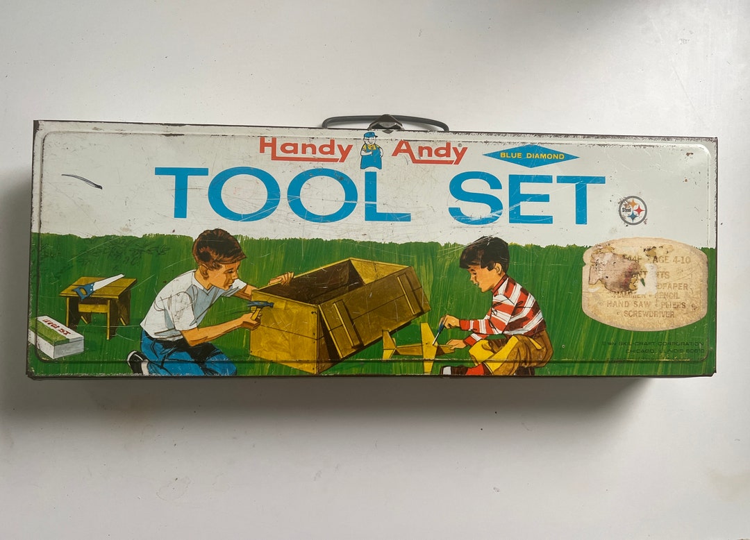 Vintage Metal Handy Andy Tool Set Box - Etsy