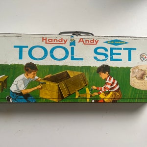 Vintage Metal Handy Andy Tool Set Box - Etsy