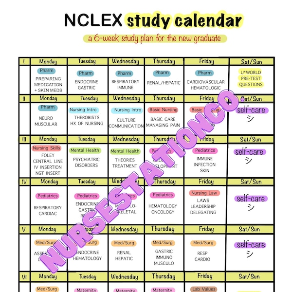Nclex Study Calendar - Etsy