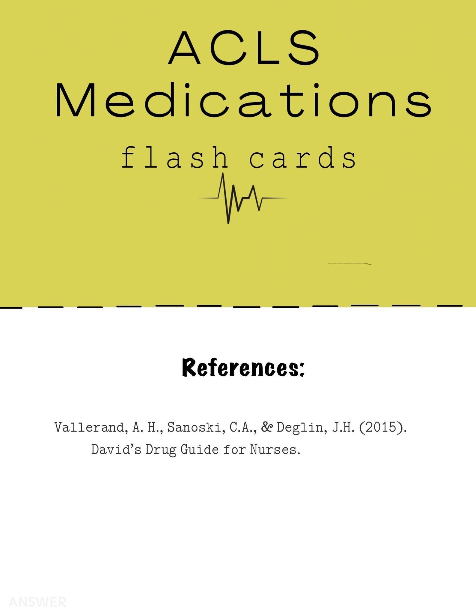 Quick Reference ACLS Medications - Etsy