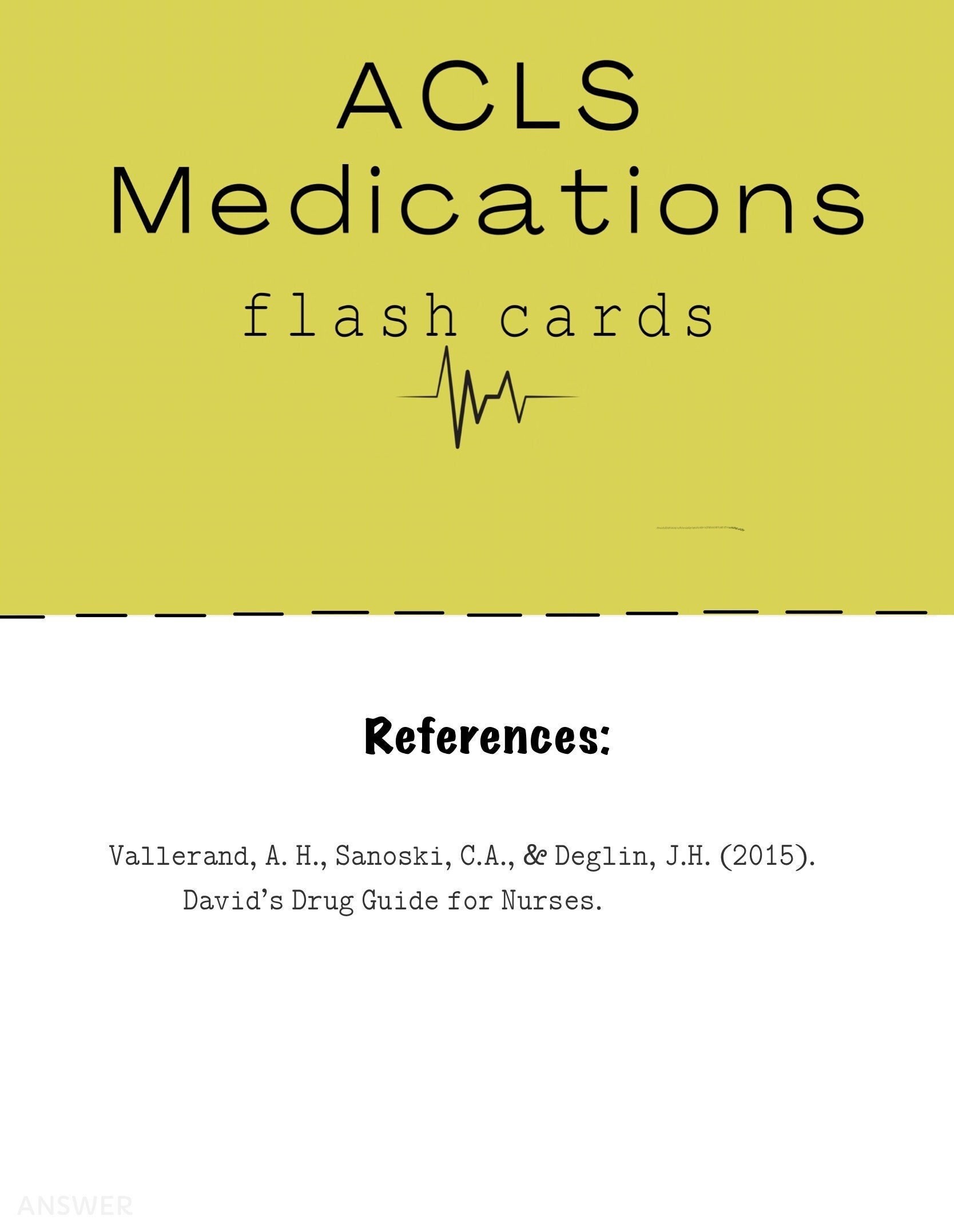 Quick Reference ACLS Medications - Etsy