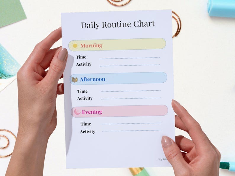 Daily Routine Chart Printable for Kids | Morning Afternoon Evening ...