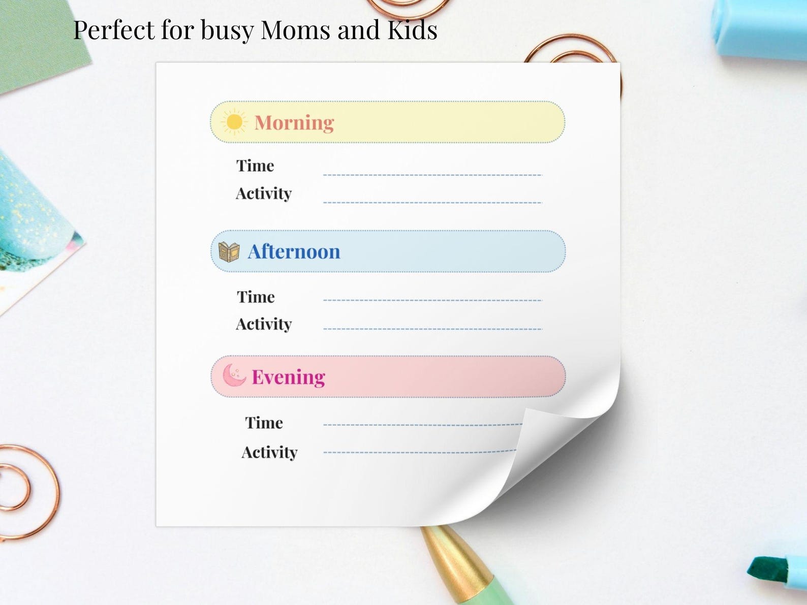 Daily Routine Chart Printable for Kids | Morning Afternoon Evening ...
