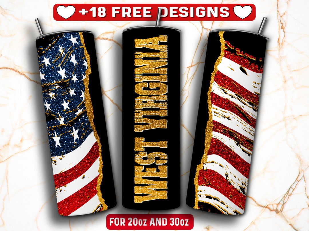 West Virginia Tumbler Wrap PNG Design, USA Tumbler Wrap, 20 Oz Skinny ...