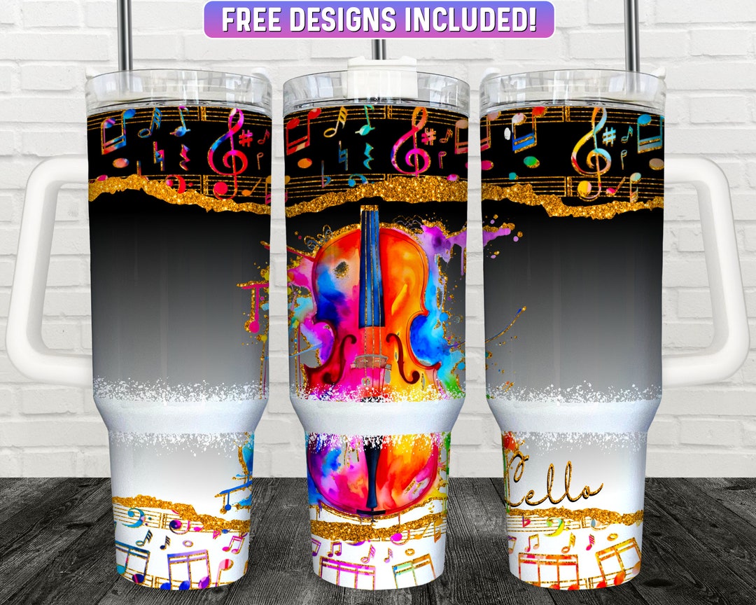 Cello 40oz Tumbler Wrap PNG Design, Music 40oz Quencher Tumbler ...