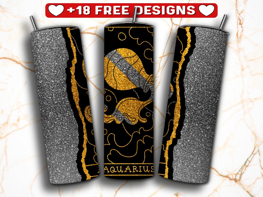 Aquarius Tumbler Wrap PNG Design, Zodiac Signs Tumbler Wrap, 20 Oz ...