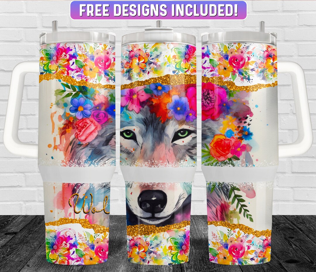 Wolf 40oz Tumbler Wrap PNG Design, Wolf 40oz Quencher Tumbler ...
