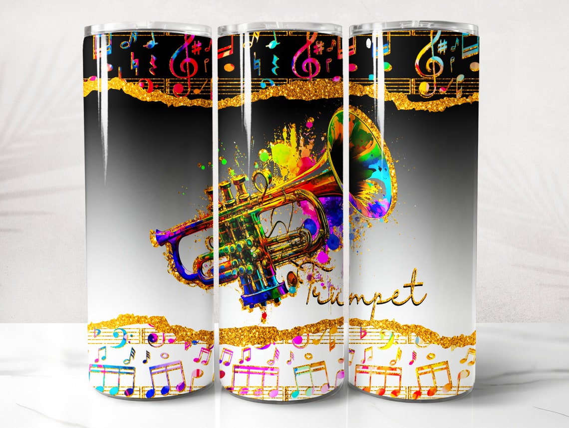 Trumpet Tumbler Wrap PNG Design Trumpet Tumbler Wrap 20 Oz - Etsy