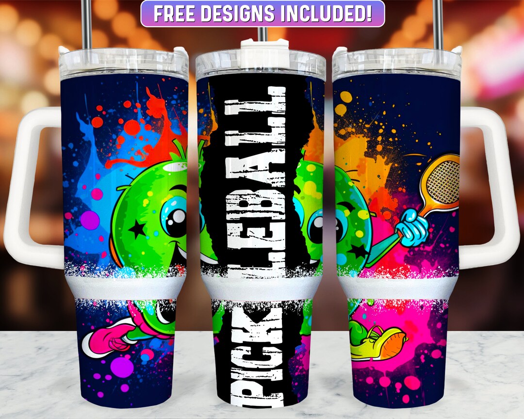 Pickleball 40oz Tumbler Wrap PNG Design, Pickleball 40oz Quencher ...