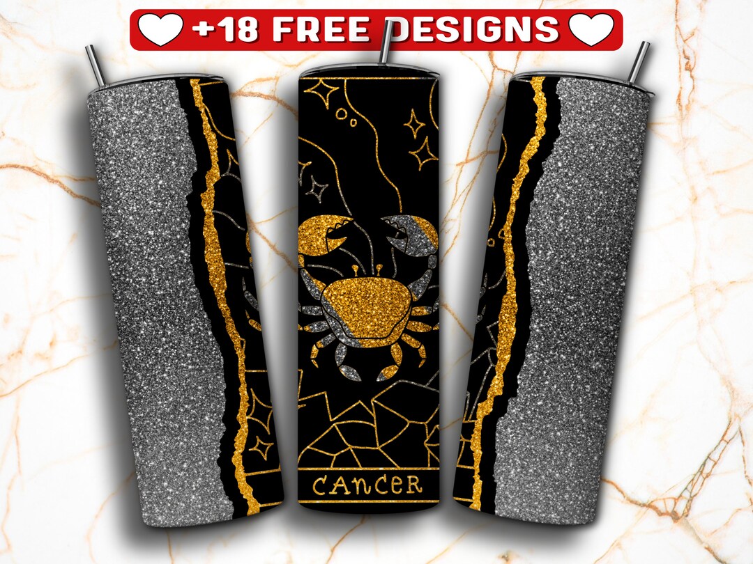 Cancer Tumbler Wrap PNG Design, Zodiac Signs Tumbler Wrap, 20 Oz Skinny ...