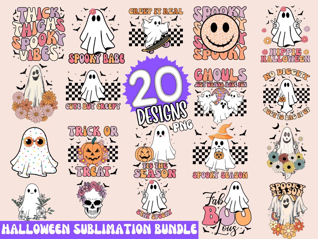 Retro Halloween PNG, Retro Fall Sublimation Bundle, Groovy Halloween ...