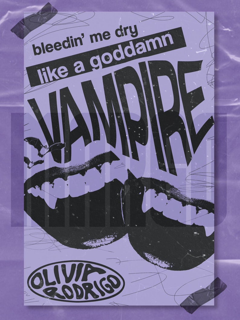Olivia Rodrigo Vampire Poster Wall Art Purple Digital Print - Etsy