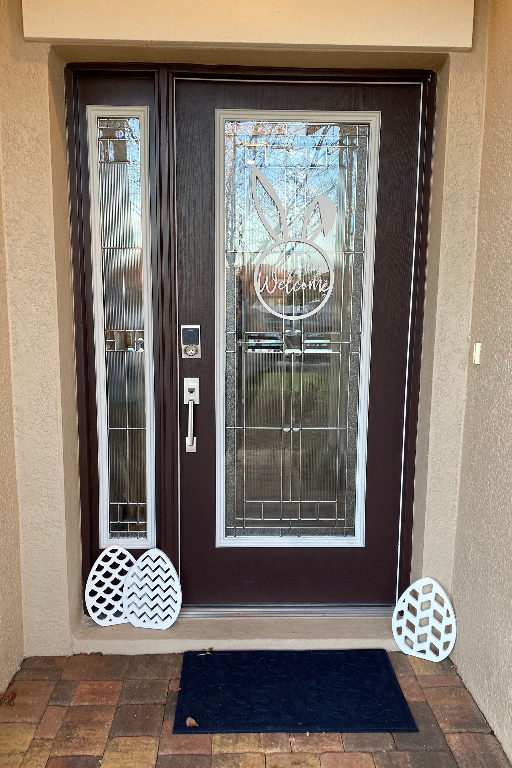 Bunny Ear Door Hanger All-weather PVC | Easter Signs | Easter Yard Art ...