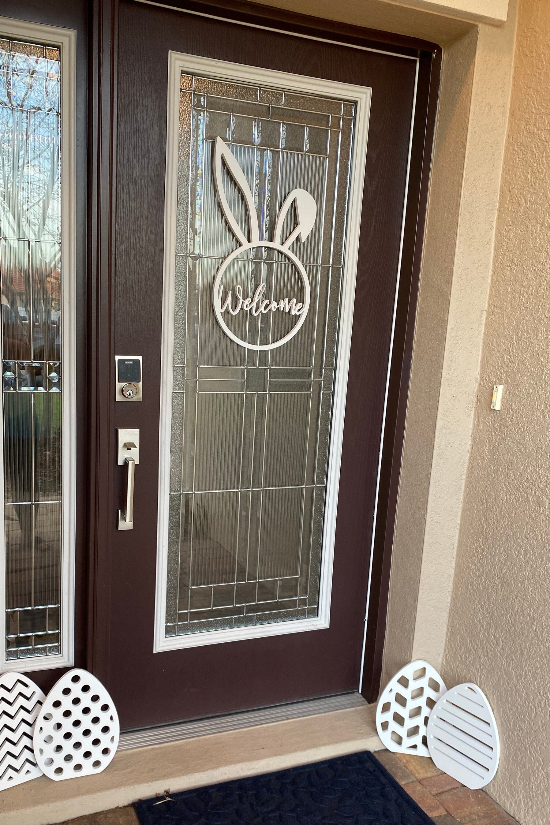 Bunny Ear Door Hanger All-weather PVC | Easter Signs | Easter Yard Art ...
