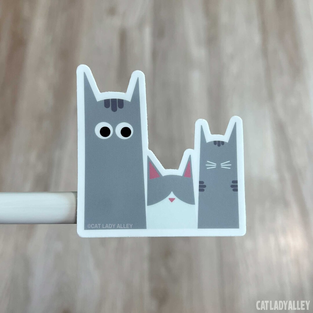 Gray Cat Sticker - Three Cats Series - Etsy