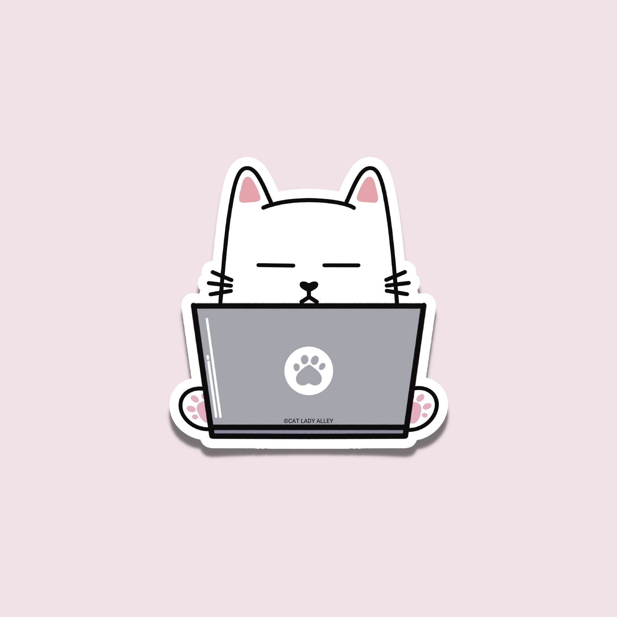 Over-it Cat on Laptop Sticker - Etsy