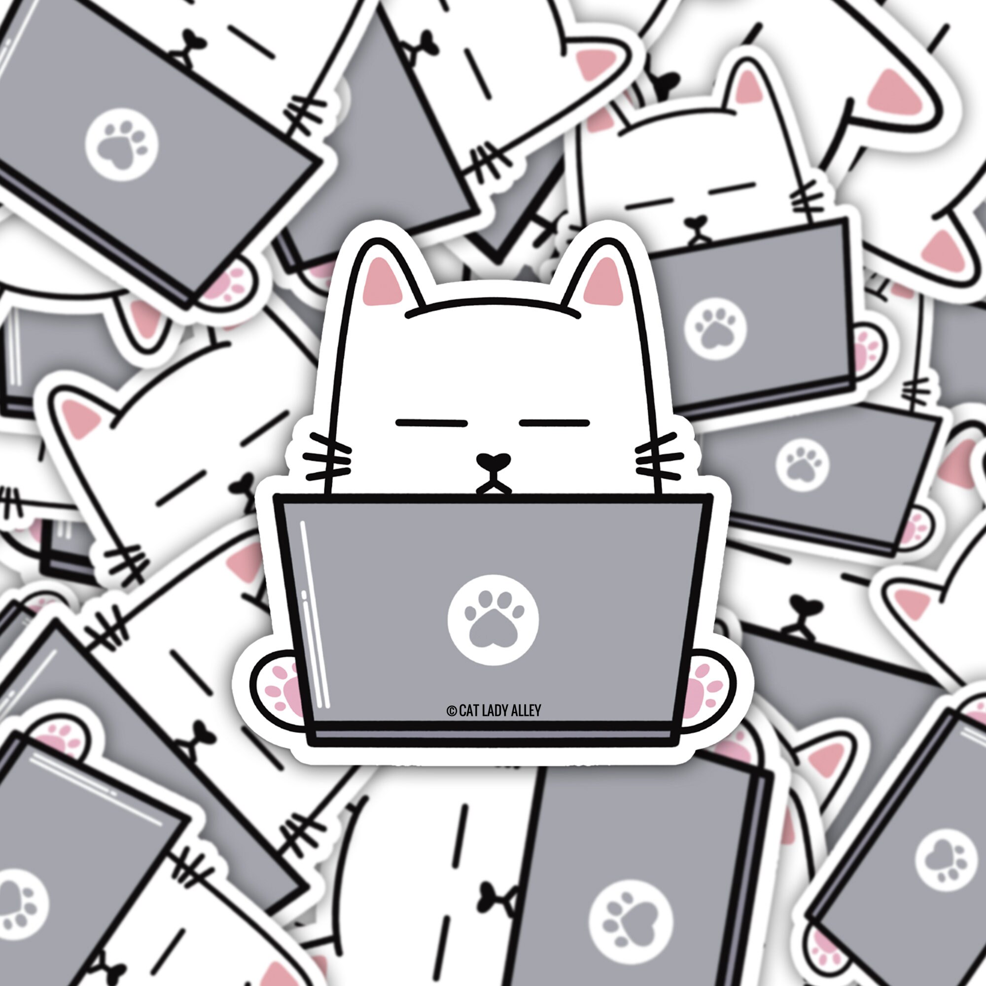 Over-it Cat on Laptop Sticker - Etsy