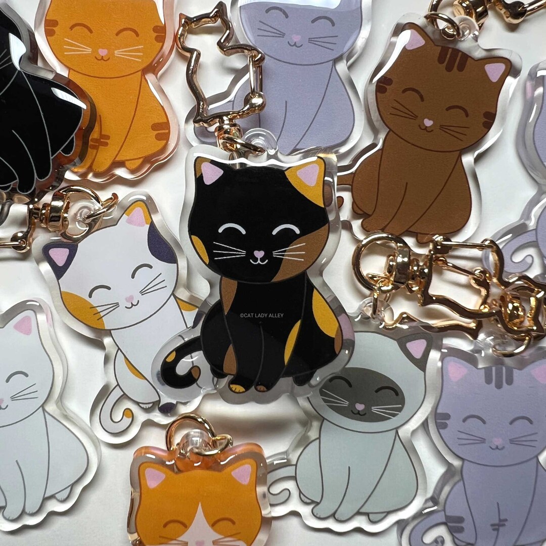 Tortie Cat Acrylic Keychain - Etsy