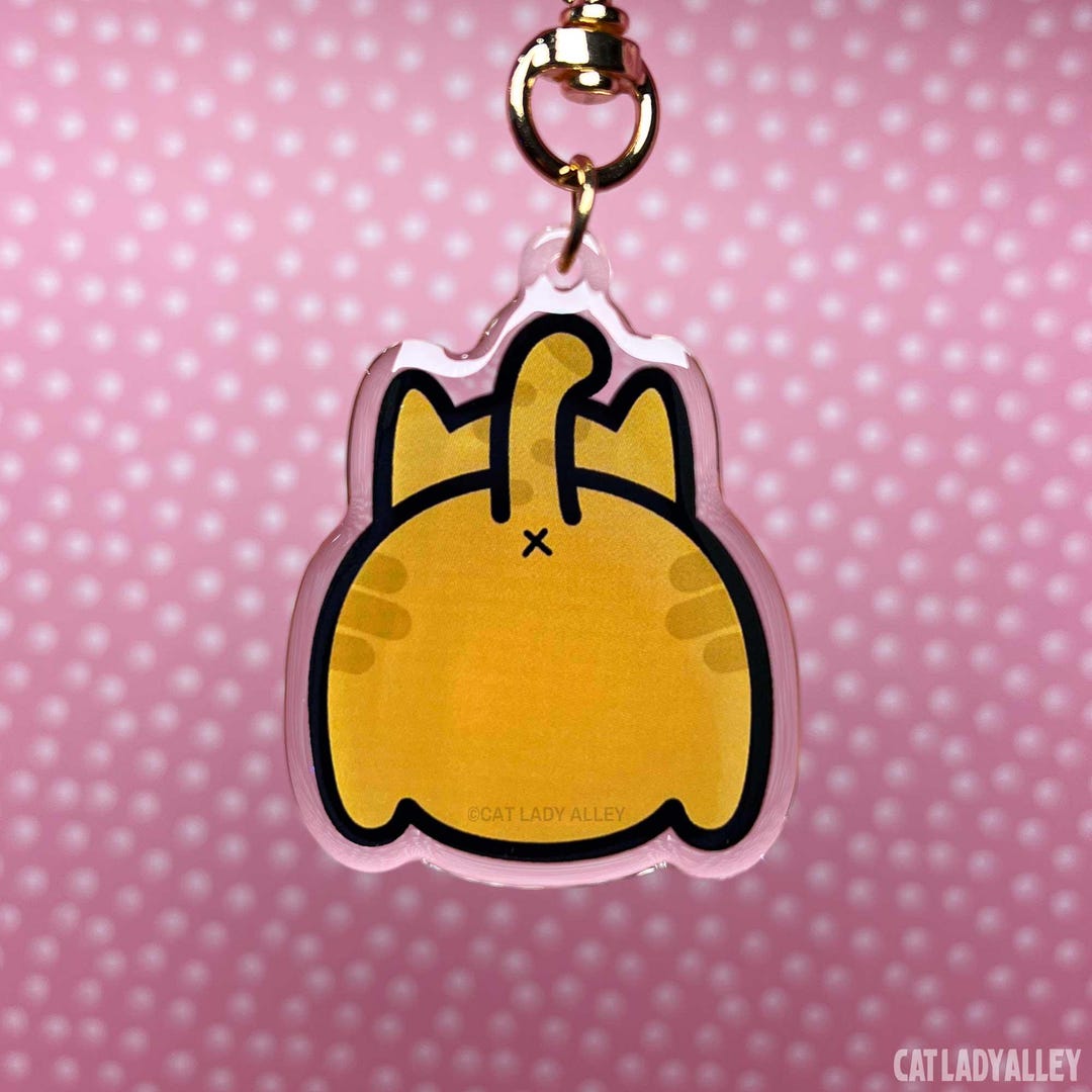 Kitty Bum Orange Tabby Cat Acrylic Keychain - Etsy